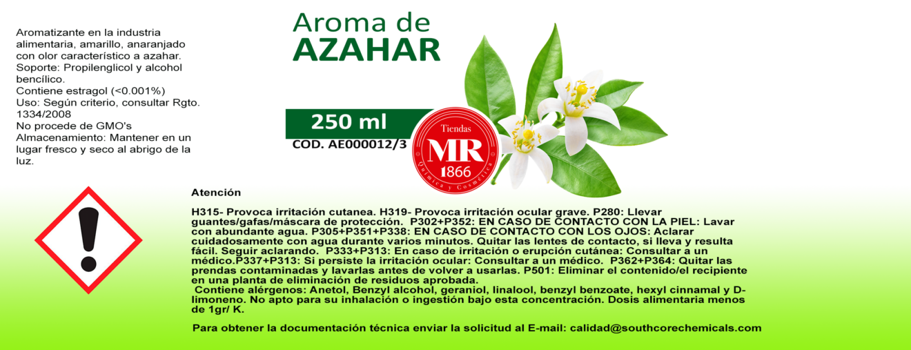 AROMA AZAHAR 250 ml – Tiendas MR 1866