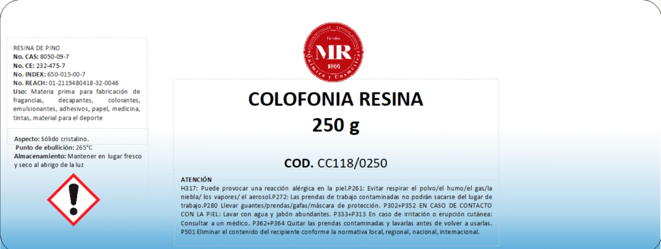 COLOFONIA RESINA 250 gr – Tiendas MR 1866