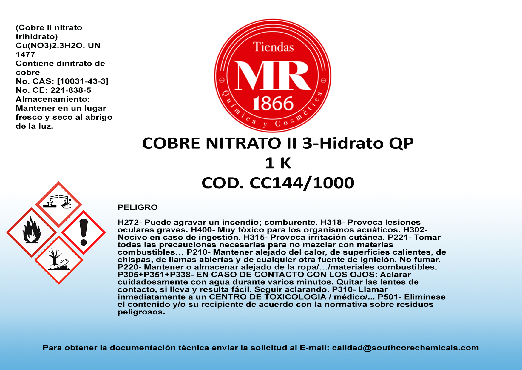 SODIO HIPOSULFITO (TIOSULFATO) PENTAHIDRATO 250 gr – Tiendas MR 1866
