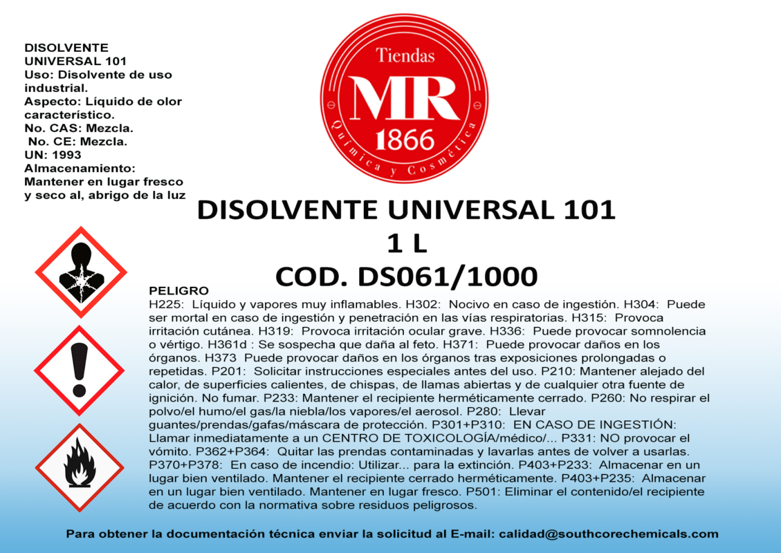 DISOLVENTE UNIVERSAL 101 1 L – Tiendas MR 1866