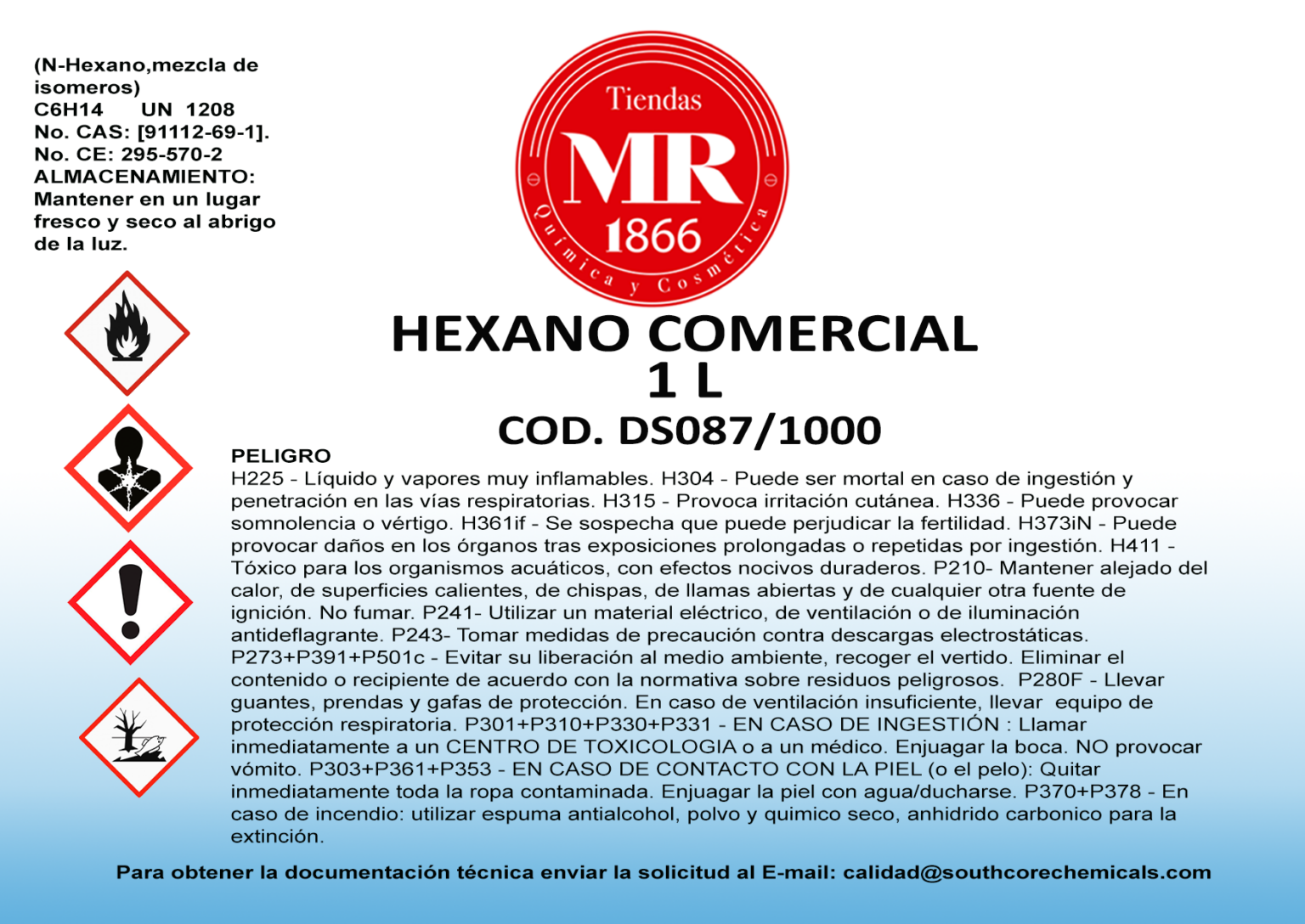HEXANO COMERCIAL 1 L – Tiendas MR 1866