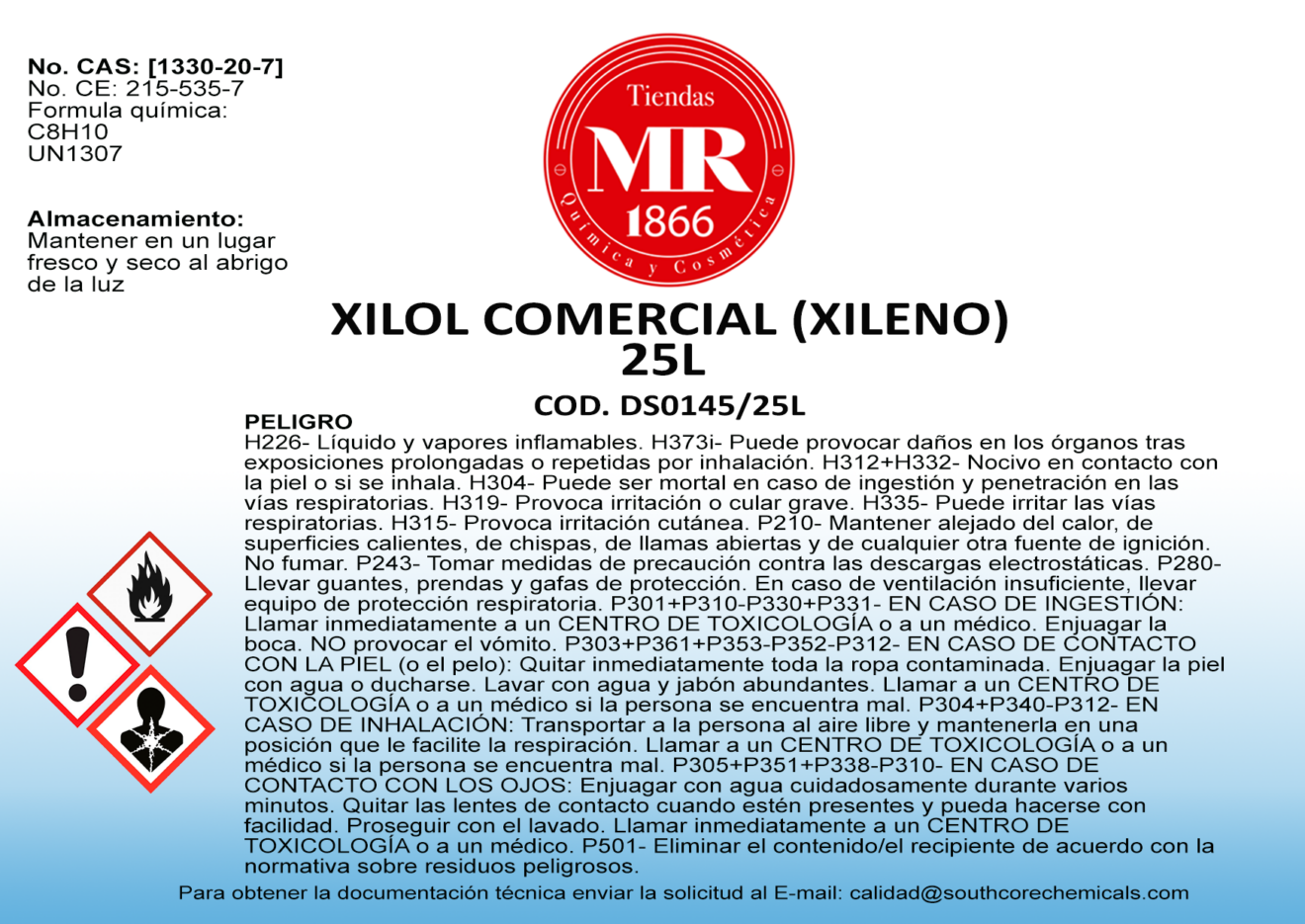 XILOL COMERCIAL (XILENO) 25 L – Tiendas MR 1866