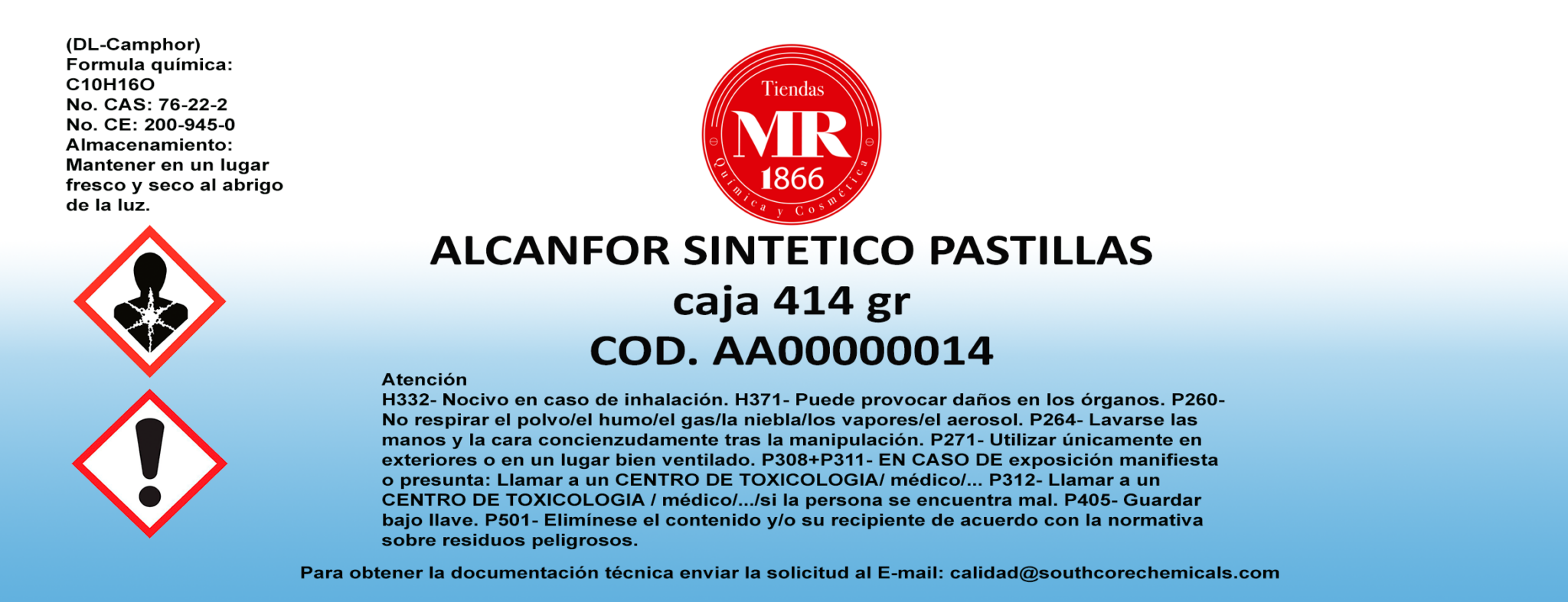 ALCANFOR SINTETICO PASTILLAS caja 454 gr – Tiendas MR 1866