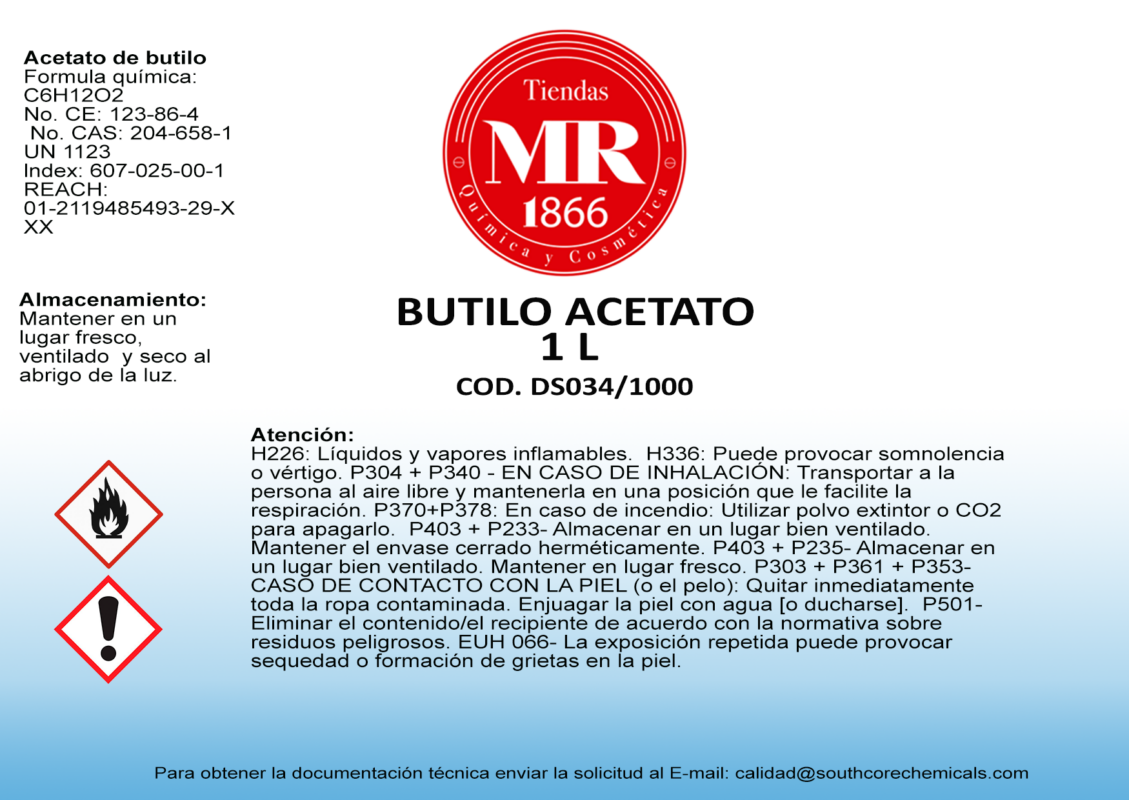 BUTILO ACETATO 1 L – Tiendas MR 1866