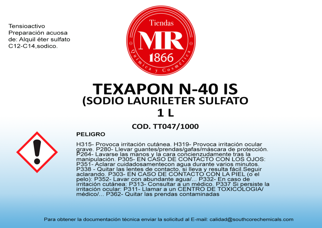 TEXAPON N-40 IS (SODIO LAURIL ETER SULFATO) 1 L – Tiendas MR 1866