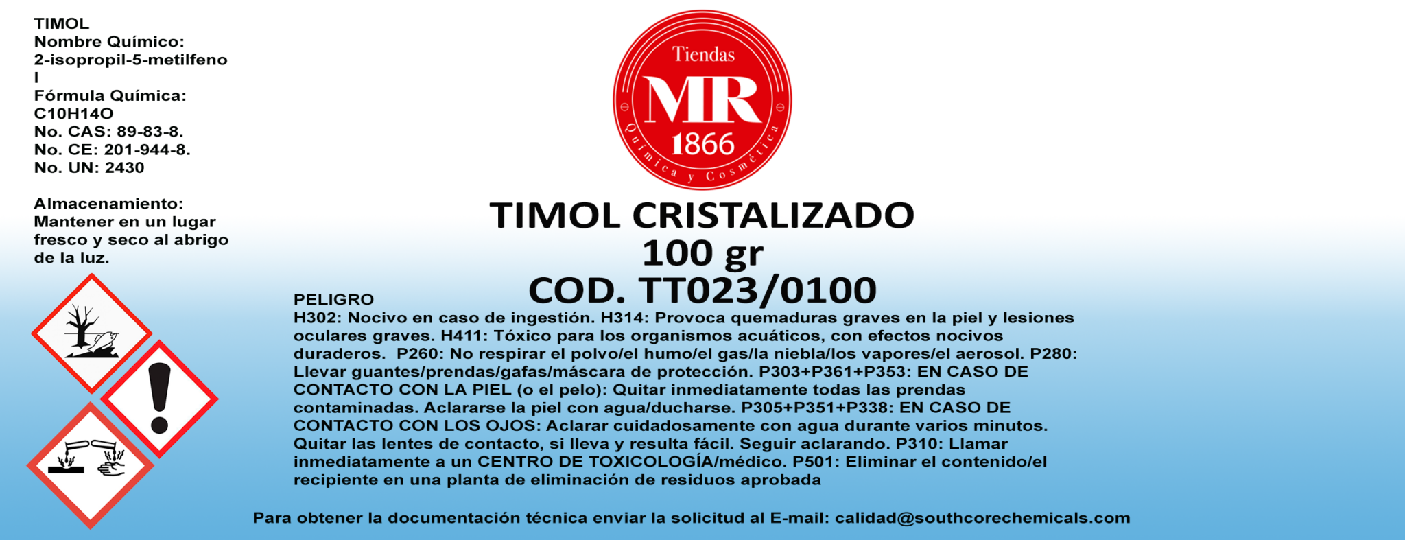 TIMOL CRISTALIZADO 100 gr – Tiendas MR 1866