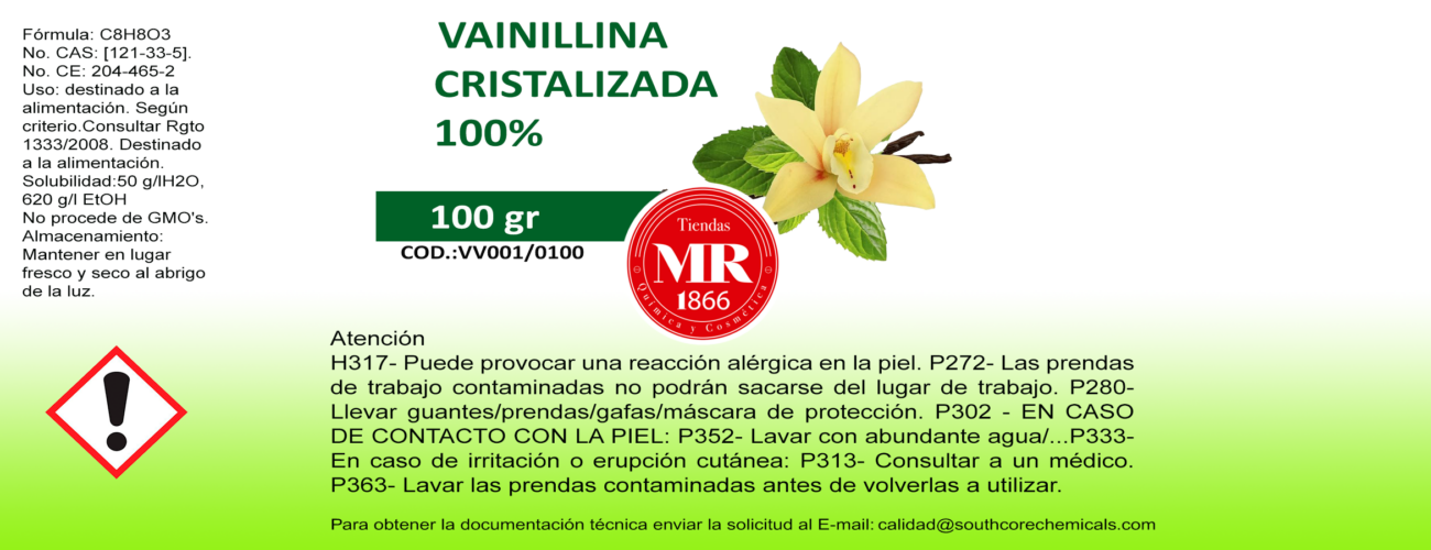 VAINILLINA CRISTALIZADA 100% 100 gr – Tiendas MR 1866