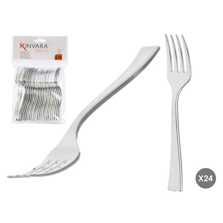 SET 24 TENEDOR POSTRE PLASTICO PLATEADO – Tiendas MR 1866
